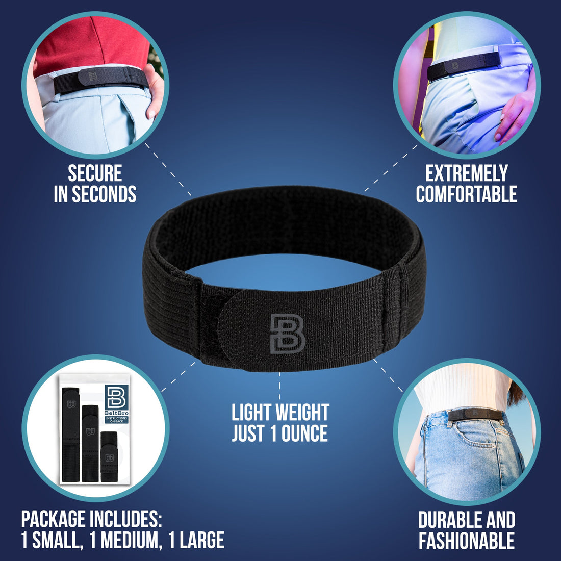 BeltBro - Adjustable No Buckle Belts For All-Day Comfort